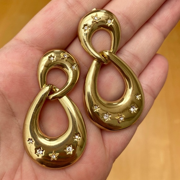 Luv Aj | Jewelry | Luv Aj Gold Plated Swarovski Crystal Drop Earrings ...